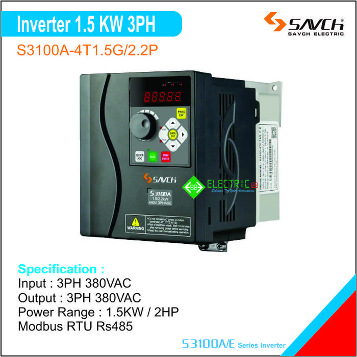 Jual Savch Inverter 1.5 KW 3PH 380VAC S3100A - Kota Tangerang Selatan - Electric88 | Tokopedia