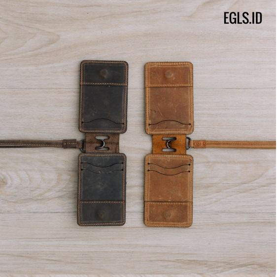 Jual Landyard Sean Id Card Name Tag Kulit Sapi Asli Card Holder Double ...