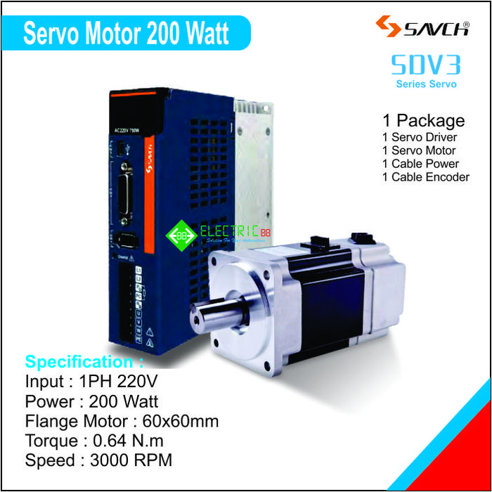 Jual SDV3 Savch Servo Motor 200 Watt - Kota Tangerang Selatan - Electric88 | Tokopedia