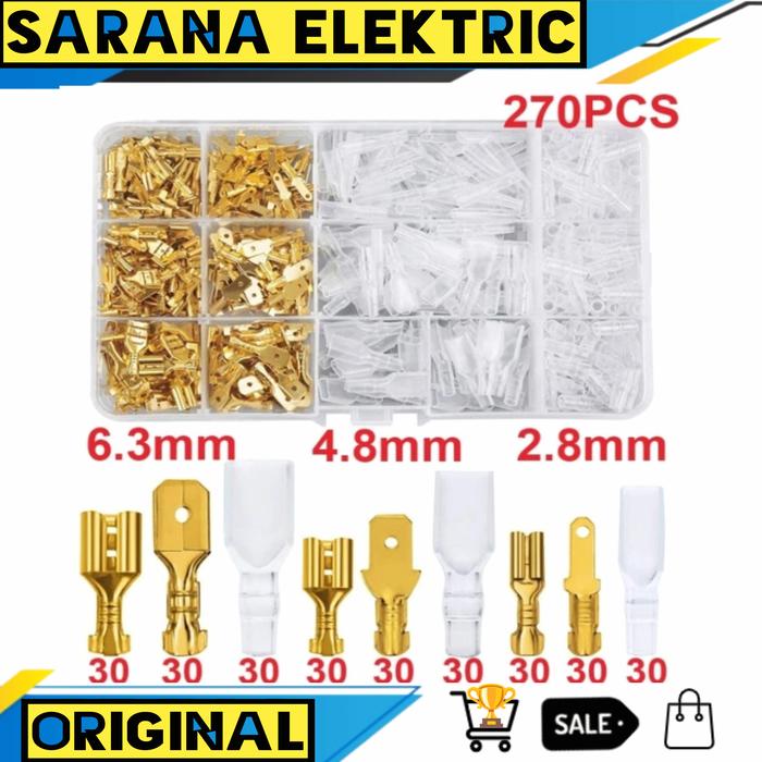 Jual SKUN KONEKTOR GEPENG TERMINAL WIRE CRIMP SPADE KIT MALE FEMALE 270 ...