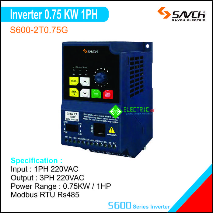 Jual Savch Inverter 0.75 KW 1PH 220VAC S600 - Kota Tangerang Selatan ...