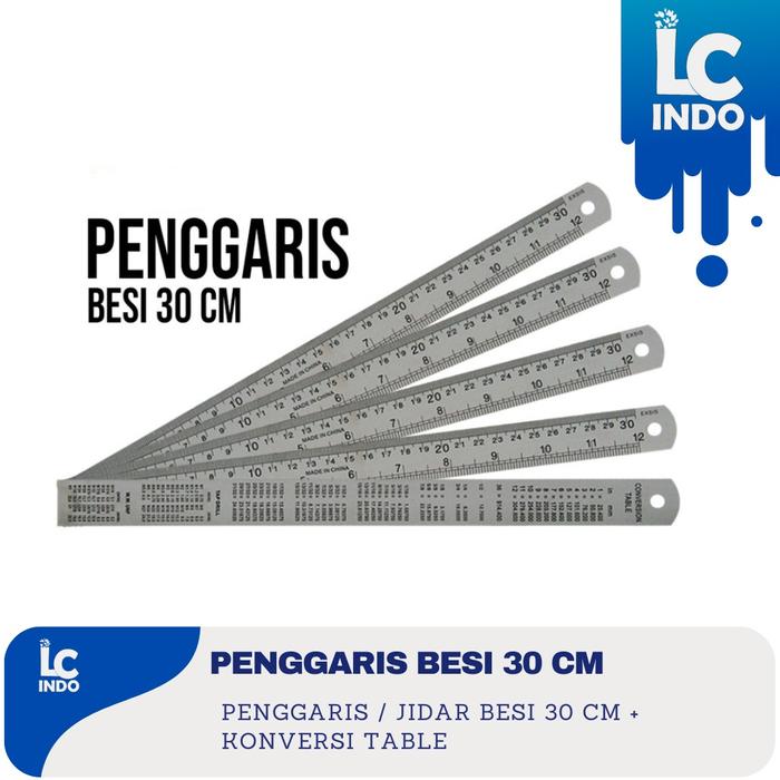 Jual Penggaris besi 30cm / jidar besi / mistar besi + conversi table ...
