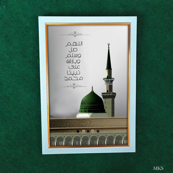 Jual Hiasan poster dinding kaligrafi sholawat foto masjid nabawi ...