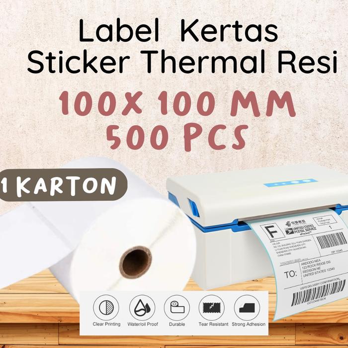 Promo Kertas Label Stiker 100 x 100 isi 500 Sticker/Thermal Barcode 1 ...