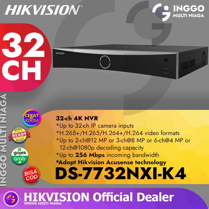 Jual DS-7732NXI-K4 - HIKVISION NVR 32CH ACUSENSE 4K FACE CAPTURE 4 SLOT ...