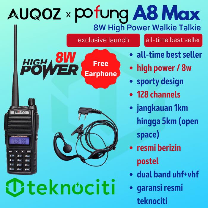 Jual Auqoz X Pofung A8 Max Walkie Talkie - Ht Uhf Vhf By Uv82 8w High Power Di Seller Noelle ...