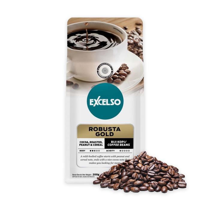 Jual Excelso Robusta Gold Coffee Kopi Biji Bubuk 200 gram 200g 200gr ...