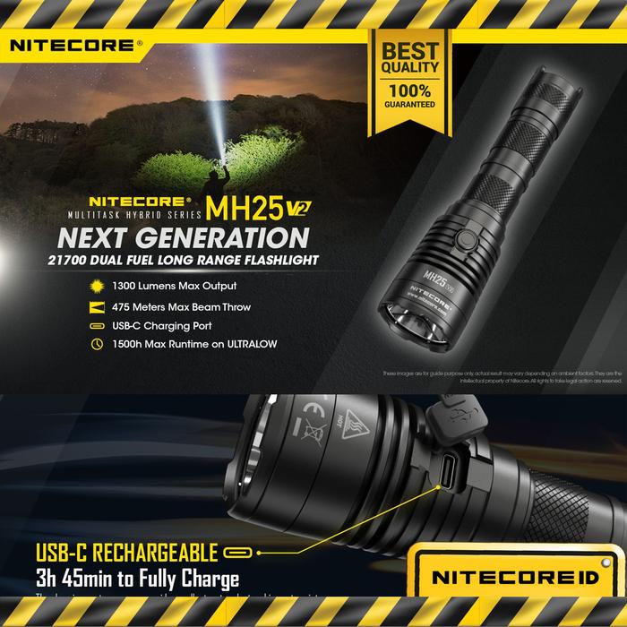 Jual Senter LED Flashlight Nitecore MH25 V2 1300 Lumens High ...