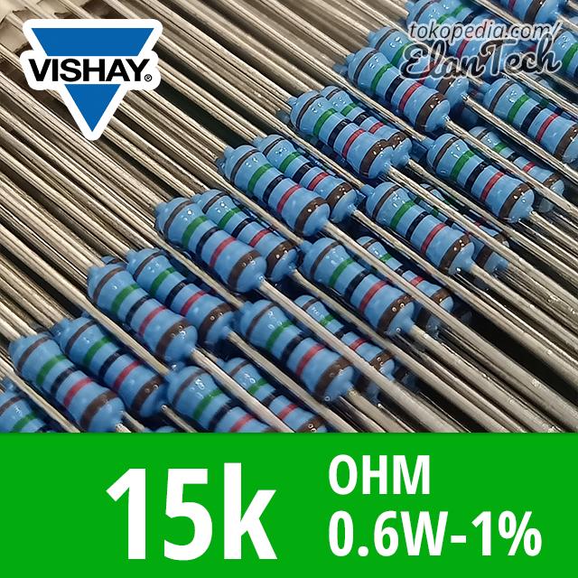 Jual Resistor 15k Ohm 0.6W 1% Vishay MRS25 Metal Film Size 1/4W ...