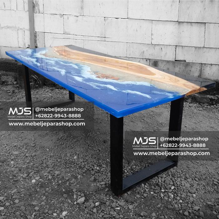 Jual Meja Resin Epoxy Model Motif Pantai Biru - Beach Resin Table - Kab ...