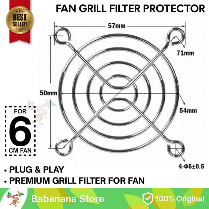 Jual Fan Grill 6cm 60mm filter pc computer case psu cpu komputer besi ...