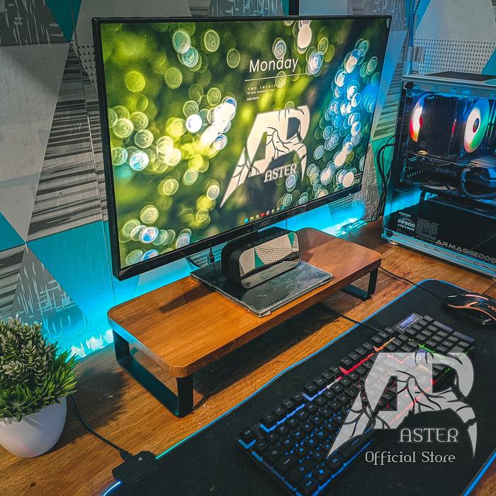 Jual Stand monitor / Stand laptop / Meja imac kaki besi coklat jati ...