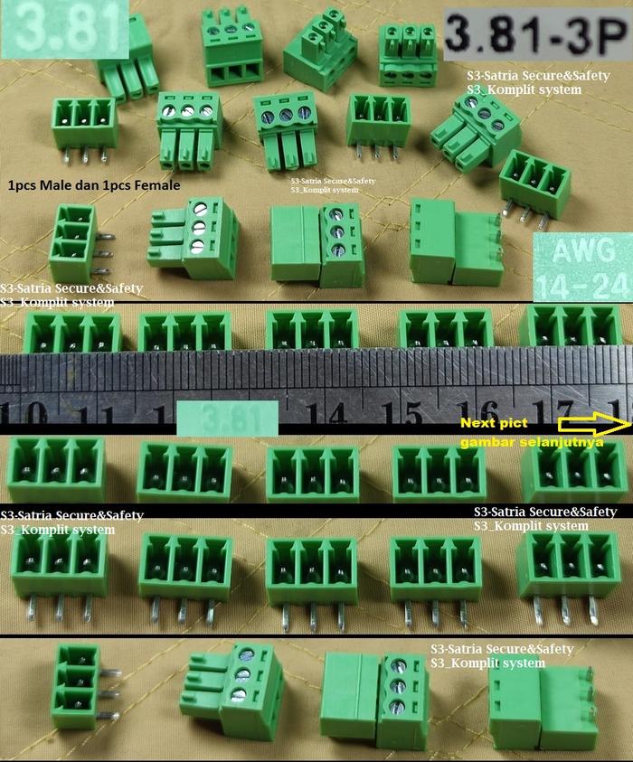 Jual Pluggable 3 P Terminal Blok Hijau 3 P Pin green screw Plugable ...