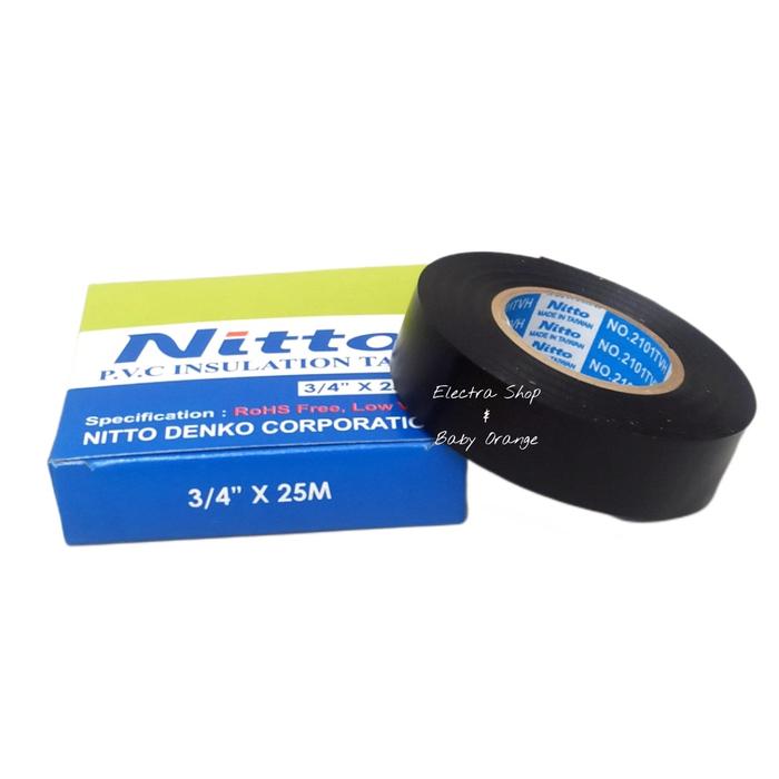 Jual Nitto Isolasi Listrik Original Tape Hitam PVC kabel nito 3/4" 25M ...