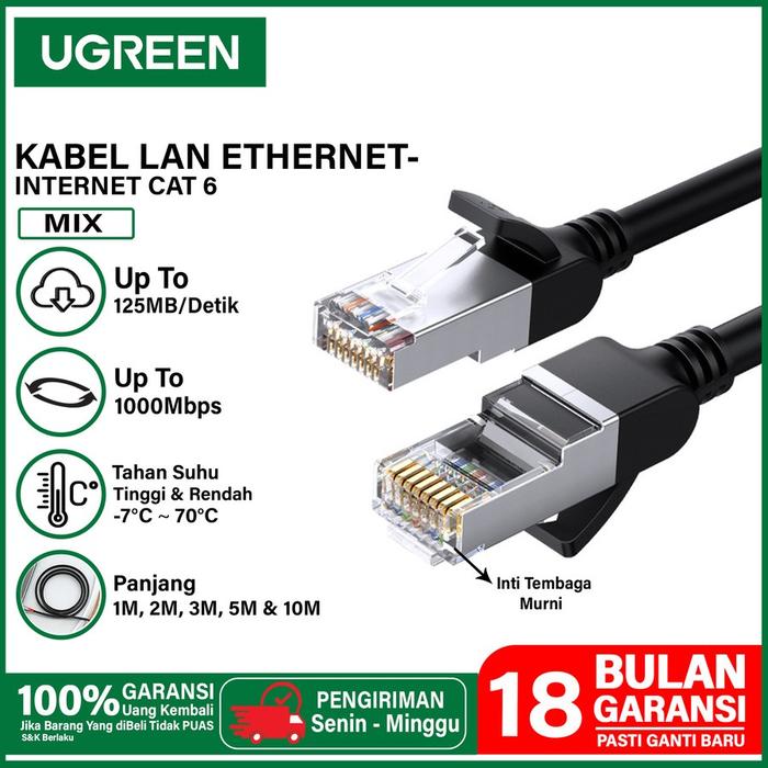 Jual UGREEN Kabel LAN Cable Internet Ethernet Cat6 RJ45 1Gbps 1M 3M 5M ...