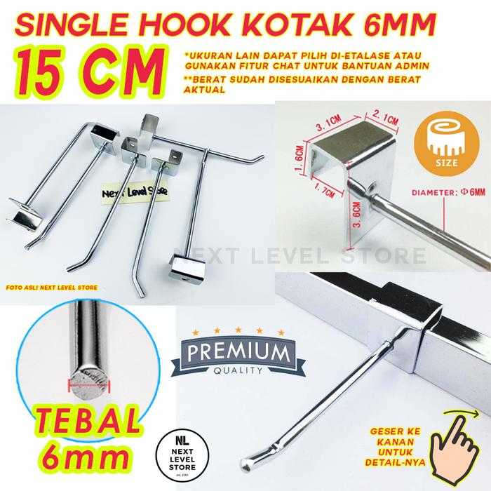Promo Single Hook Kotak Tebal 6mm Pipa Kotak Besi Chrome Stainless 15cm ...