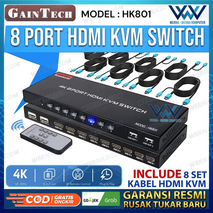 Jual 8 Port Auto USB 2.0 KVM Switch HDMI + 8 set kabel hdmi kvm gaintech - Jakarta Pusat - Werna ...
