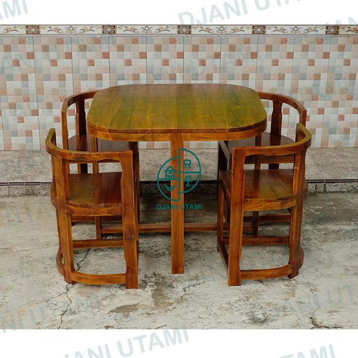 Jual Meja Makan Oval minimalis Kayu Jati 4 Kursi - Kab. Jepara - Djani Utami | Tokopedia