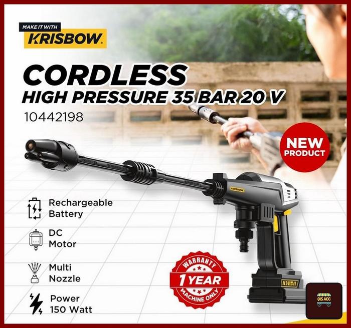 Jual Mesin Jet Steam KRISBOW High Pressure Cleaner 35 Bar Cordless 20 ...