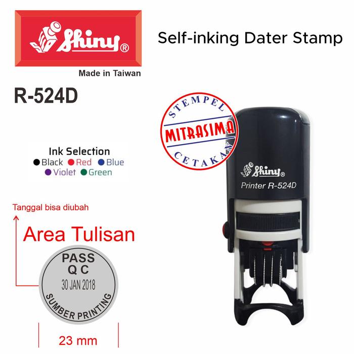 Jual Stempel Shiny R-524D ( R524D bulat dengan tanggal Tipe R 524D ...