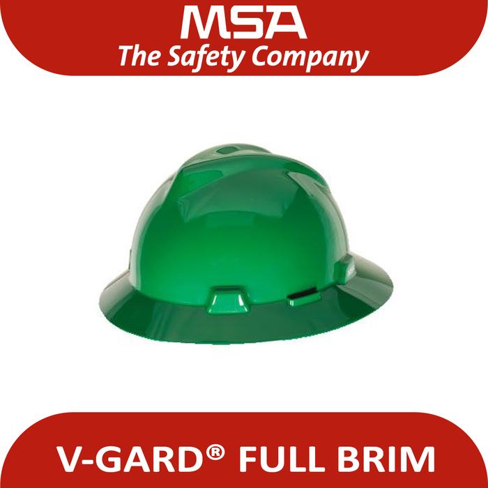 Jual Helmet MSA Safety V-Gard Full Brim Hard W Fas-Trac III - Green ...