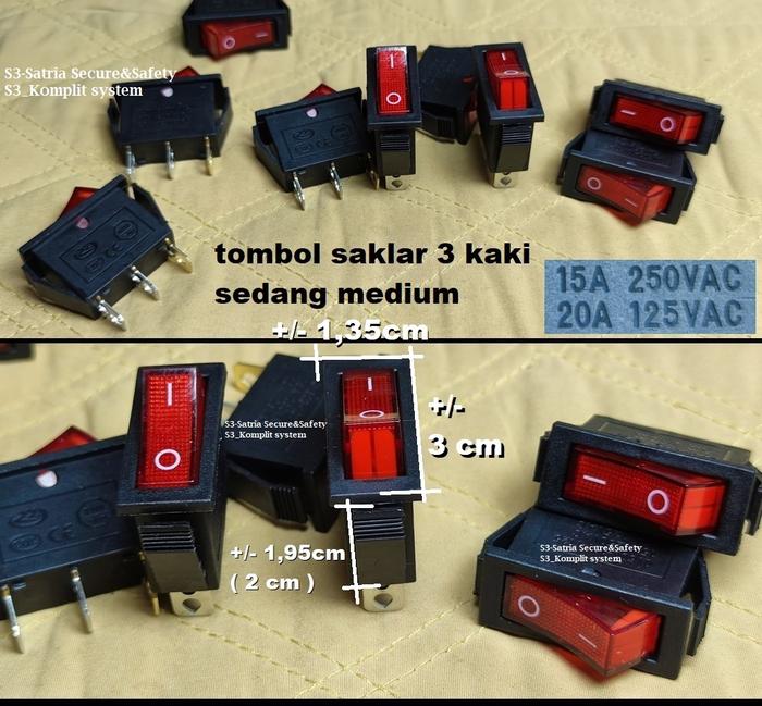 Jual sedang tombol 3 kaki medium QY603 on off KCD3 lampu 3pin switch ...