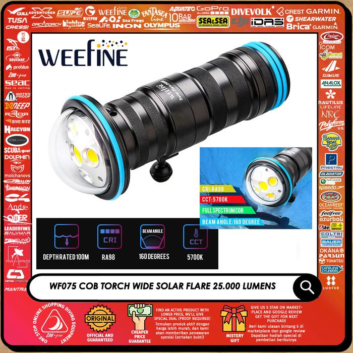 Jual COB Torch Solar Flare Weefine WF075 25.000 Wide Light Video Scuba ...