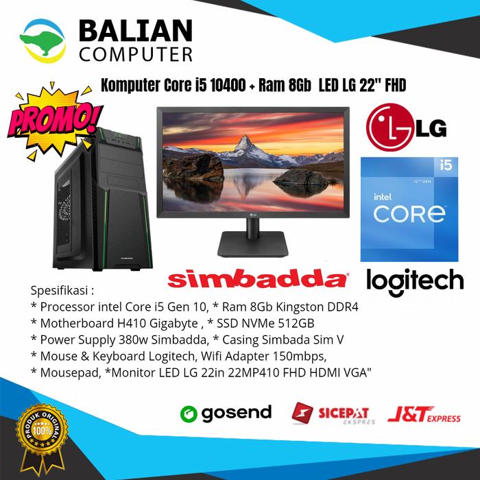 Jual Komputer / PC Core i5 Gen 10 Fullset Ram 8GB + SSD 512GB + LED LG ...