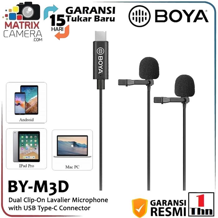 Promo BOYA BY-M3D Dual Clip On Mic Microphone with USB Type C Connector ...