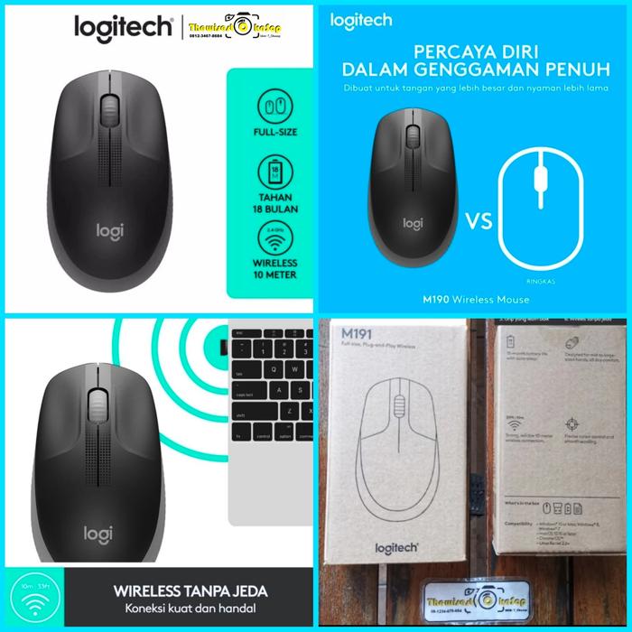 Jual Mouse Wireless Logitech M191 Big Size Ori Resmi Mouse Besar Nyaman ...