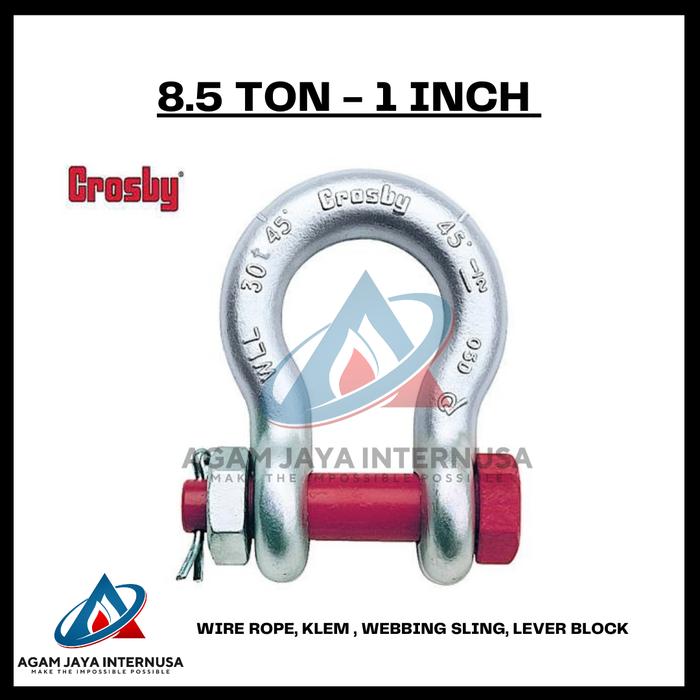 Jual Bow Shackle G2130 8.5 Ton - 1" CROSBY Segel Bolt Type - Kota ...