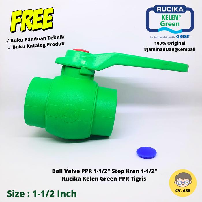 Jual Ball Valve 1-1/2" PPR Stop Kran Keran 1-1/2 50 PPR Rucika Green Tigris - Kota Tangerang ...