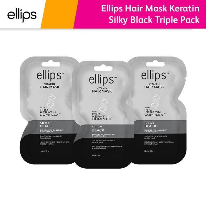 Promo Ellips Hair Mask Keratin Silky Black 18gr Triple Pack - - Kino ...