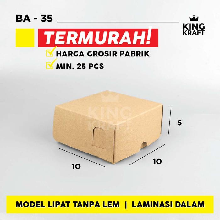 Jual dus box cake kue kraft / craft 10x10 kardus kotak makanan laminasi ...