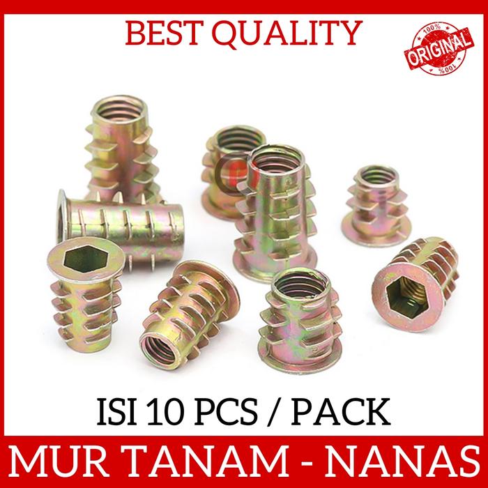 Jual Isi 10 Pcs Mur Tanam Model Nanas Insert Nut Knockdown Banyak ...
