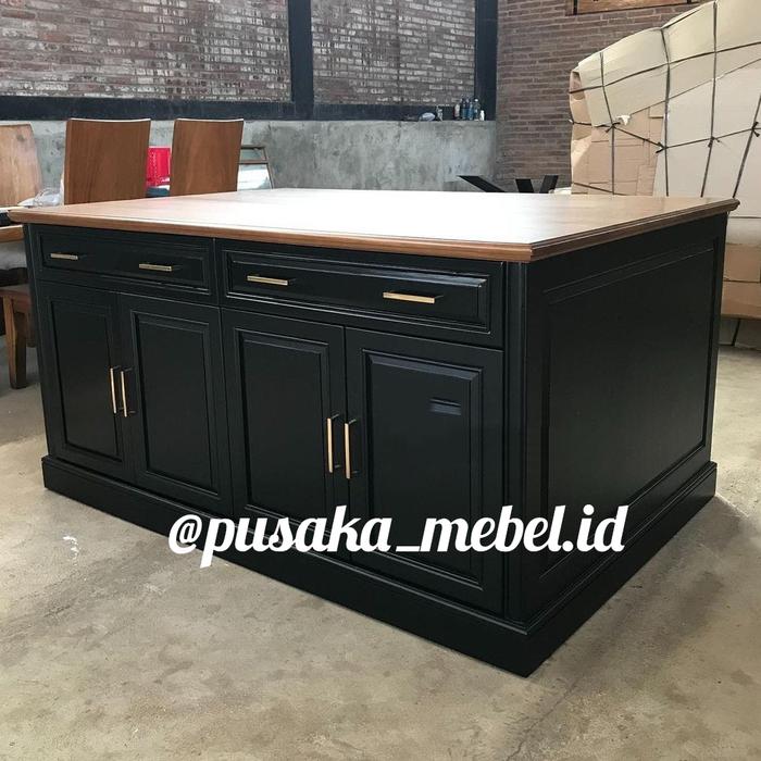 Jual island table meja dapur minimalis modern, meja island kayu jati ...