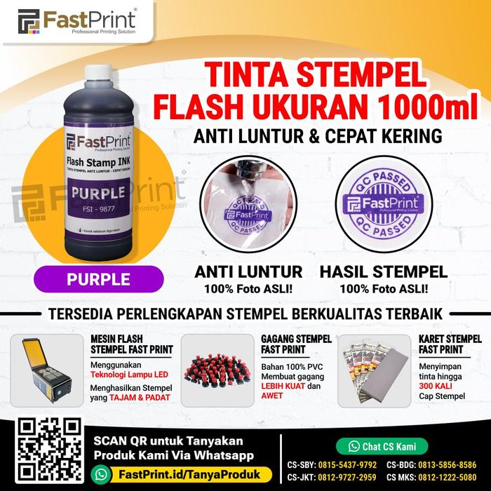 Jual Tinta Stempel Flash Fast Print Warna Ungu (Purple Ink) 1000ml ...