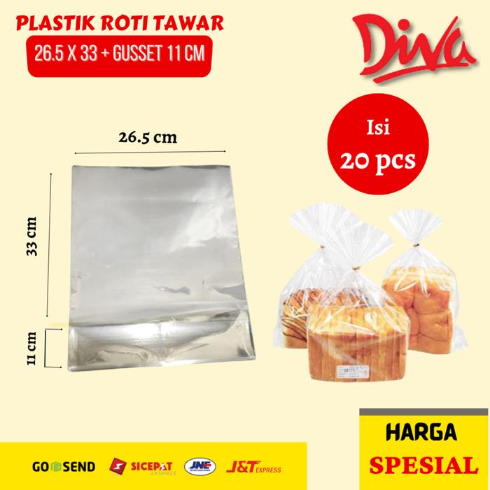 Jual Plastik Roti Tawar 26.5 x 33 cm + Guset 11 cm [1 pack isi 20 pcs ...