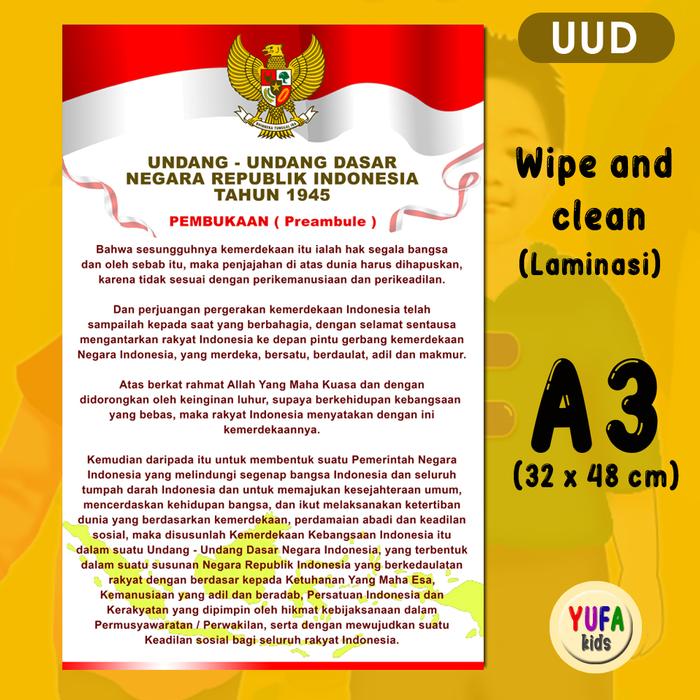 Jual 148 poster UUD 1945 - poster hiasan dinding kelas- poster wipe n ...