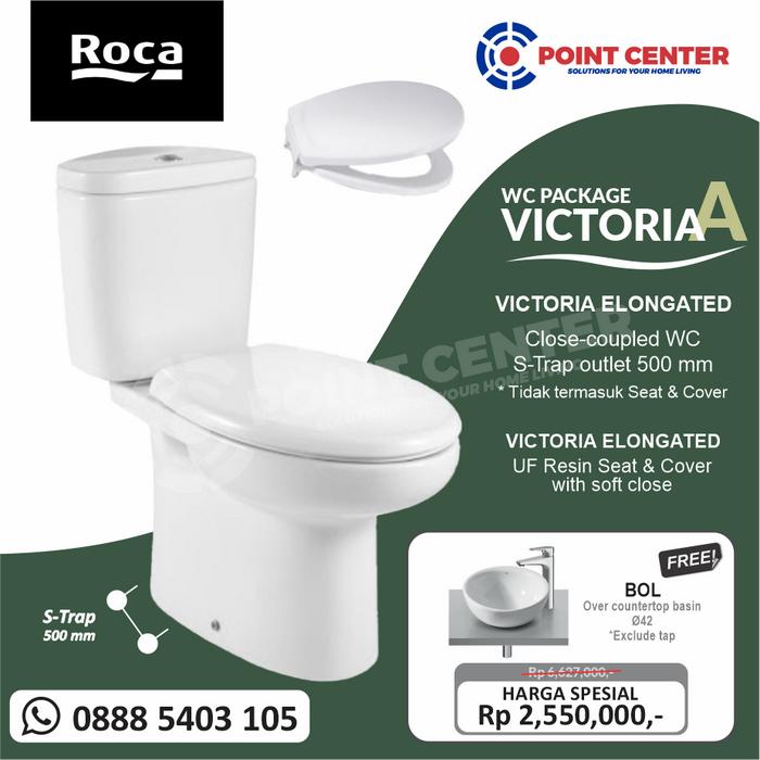 Jual TERHEMAT ROCA MONOBLOK VICTORIA 500 EL SOFT CLOSED + WASTAFEL MEJA ...