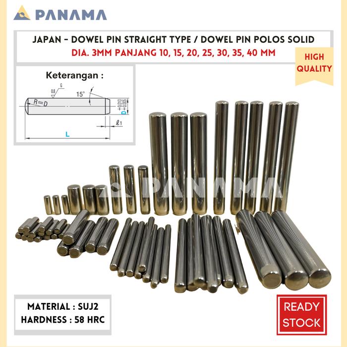 Jual Dowel Pin Polos Solid 3x10 3x15 3x20 3x25 3x30 3x35 3x40 Made in ...