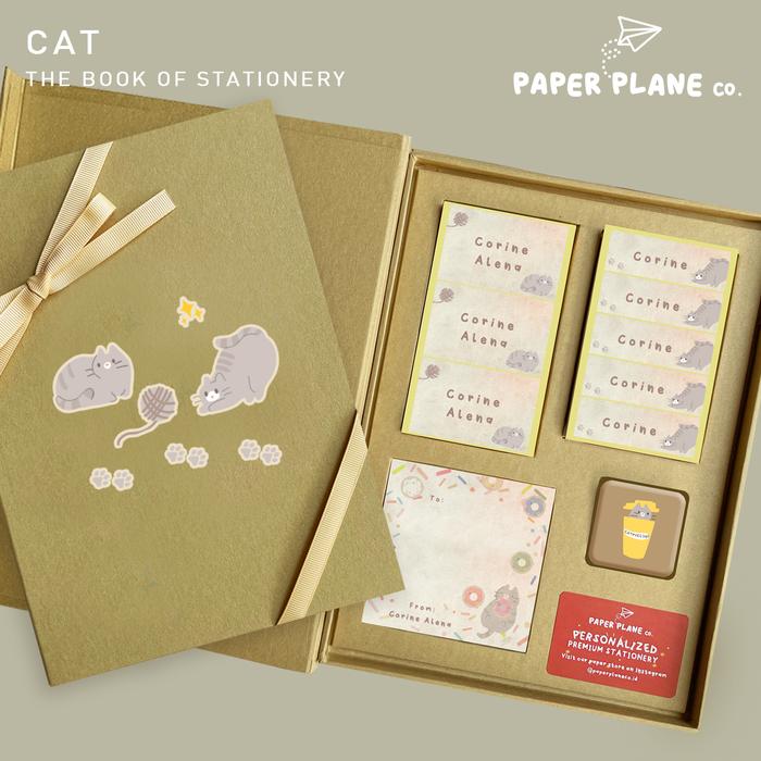 Jual Mini Stationery Sticker Gift Set "Cat" Hadiah Hampers Custom Nama ...