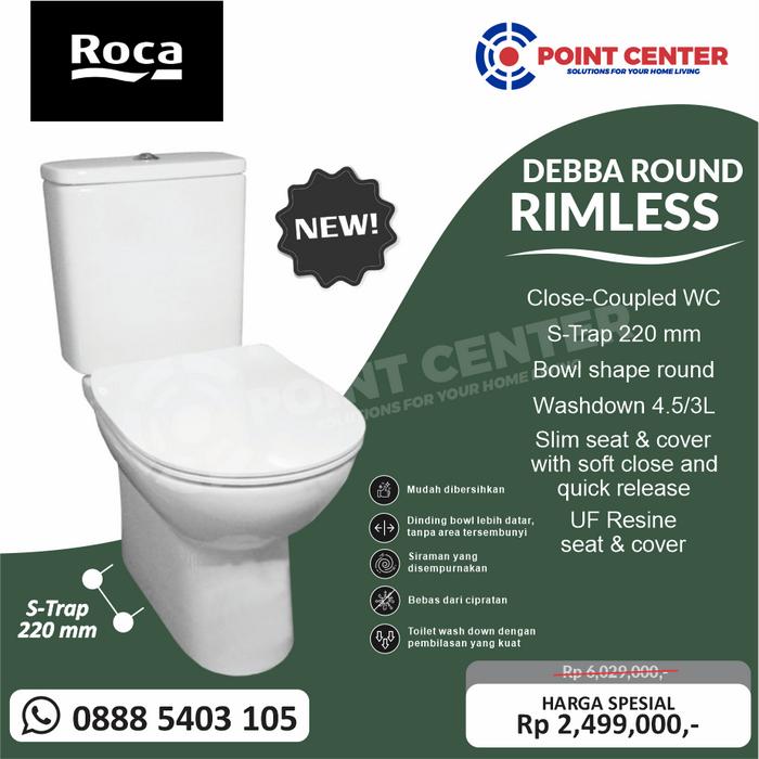 Jual TERHEMAT ROCA PROMO DEBBA ROUND RIMLESS KLOSET DUDUK KAMAR MANDI ...