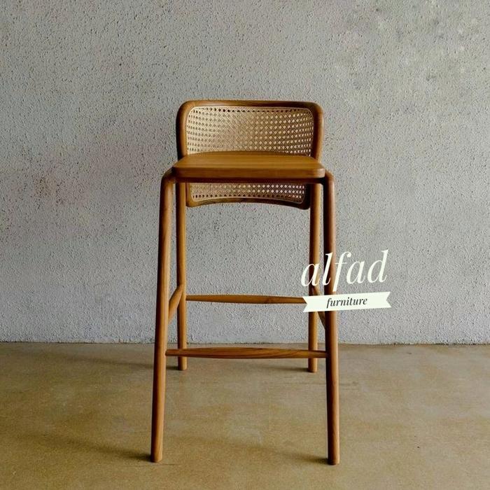 Jual stool bar/kursi cafe tinggi retro rotan kayu jati - Kab. Jepara ...