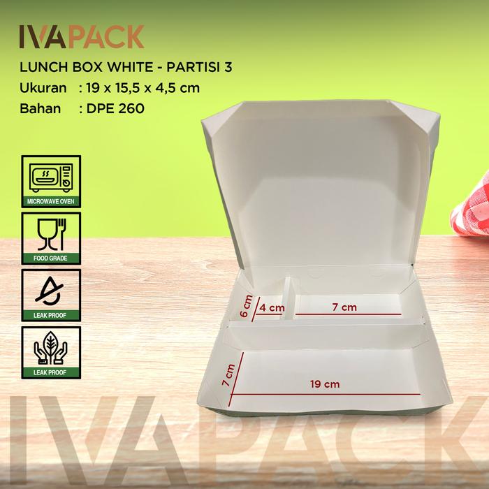 Jual Lunch Box White Paper Kotak Makan Kertas Karton Putih Bento ...