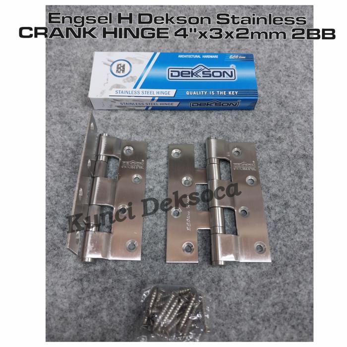 Jual Engsel Dekson H stainless CRANK HINGE 4"x3x2mm 2BB Dekkson - Jakarta Pusat - Kunci Deksoca ...