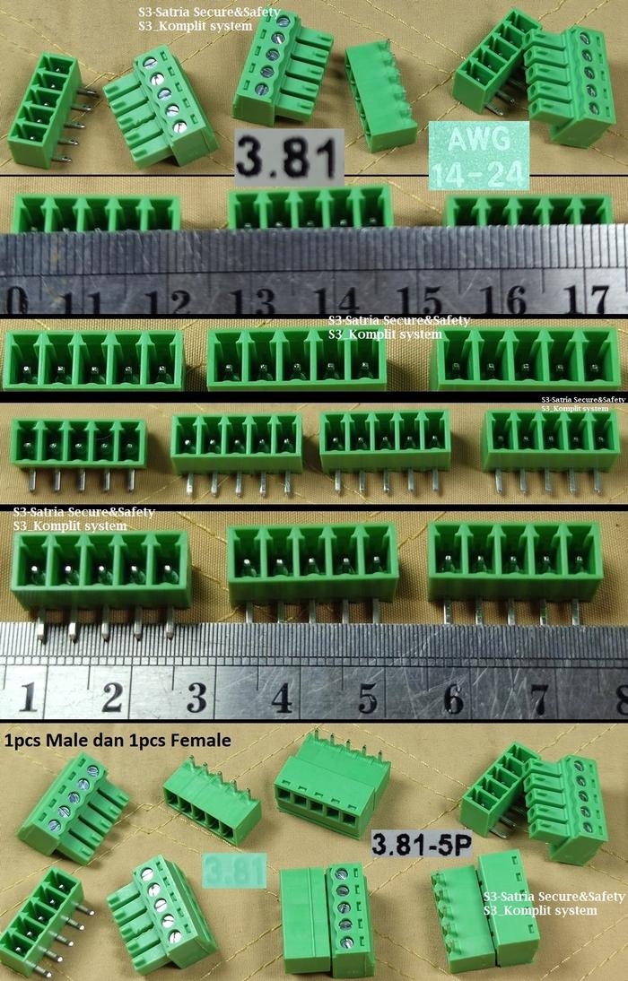 Jual Pluggable 5 P Terminal Blok Hijau 5 P Pin green screw plugable ...