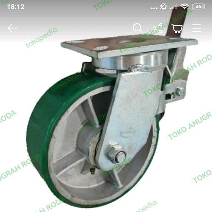Jual roda Pu hijau extra heavy duty 8 inch hidup+rem - Jakarta Barat ...