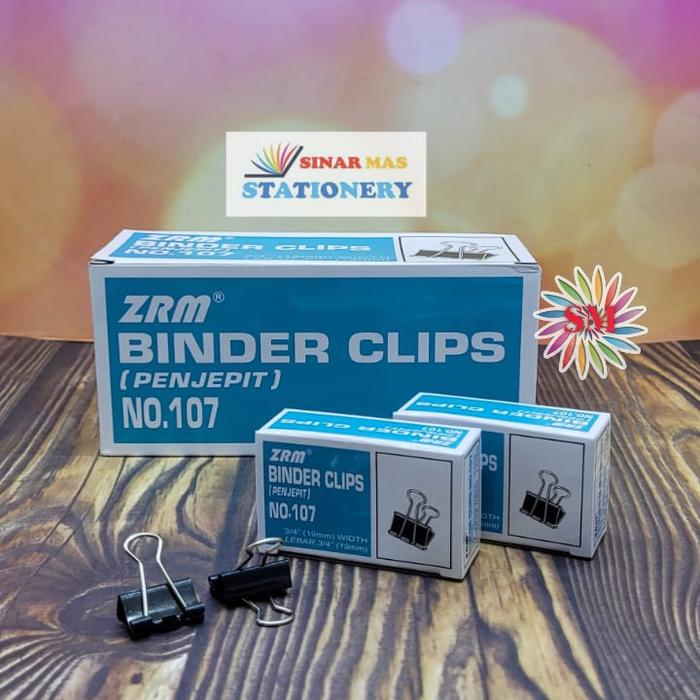Jual Binder Clip Klip Penjepit kertas Hitam ZRM No 107 (12 pcs) - Kota ...