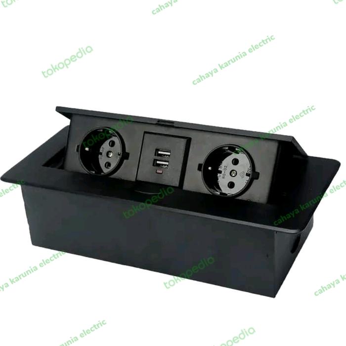Jual stop kontak lantai / meja tanam pop up colokan 2 + usb - Jakarta ...